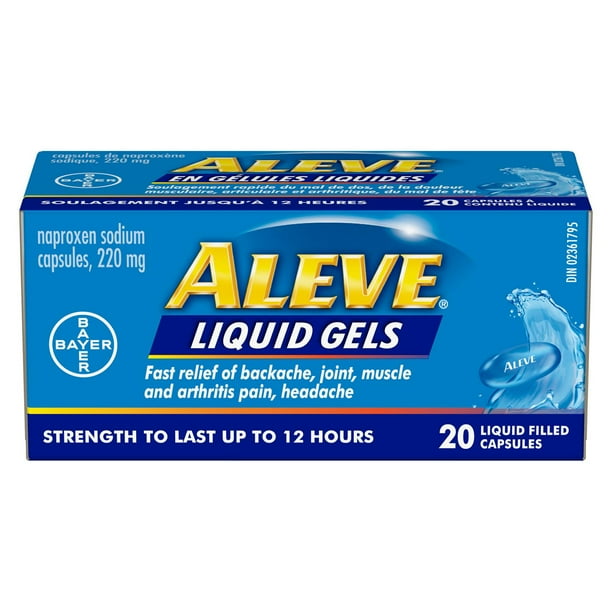 Aleve Pain Relief Liquid Gels, Naproxen Sodium 220mg, 20 Liquid Gels ...
