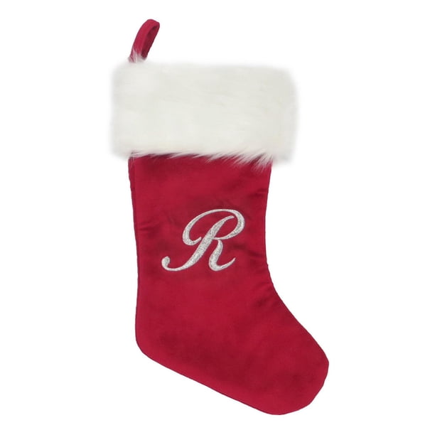 Holiday Time 19 inches Velvet Monogram Stocking - Red - Walmart.ca