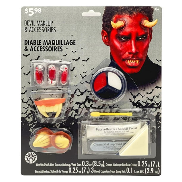 Rubies Devil Makeup and Accessories Kit, Makeup, Blood Capsules, Fangs ...