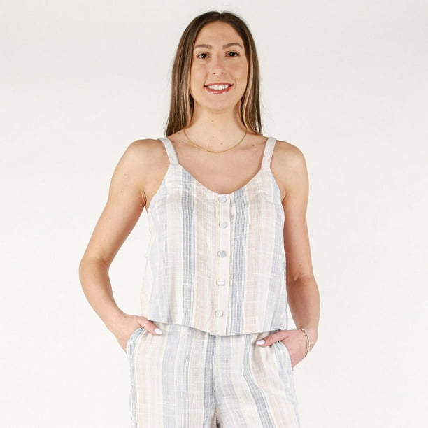 DV Striped camisole with button up front, Striped camisole with button ...