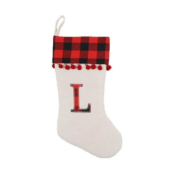 Holiday Time 19 inches Plaid Monogram Stocking with letter "L" - Walmart.ca