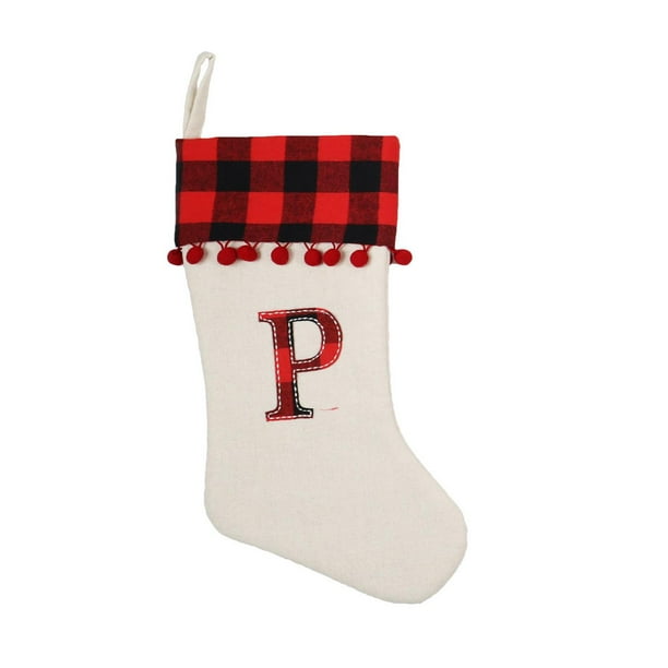 Holiday Time 19 inches Plaid Monogram Stocking with letter "P" - Walmart.ca