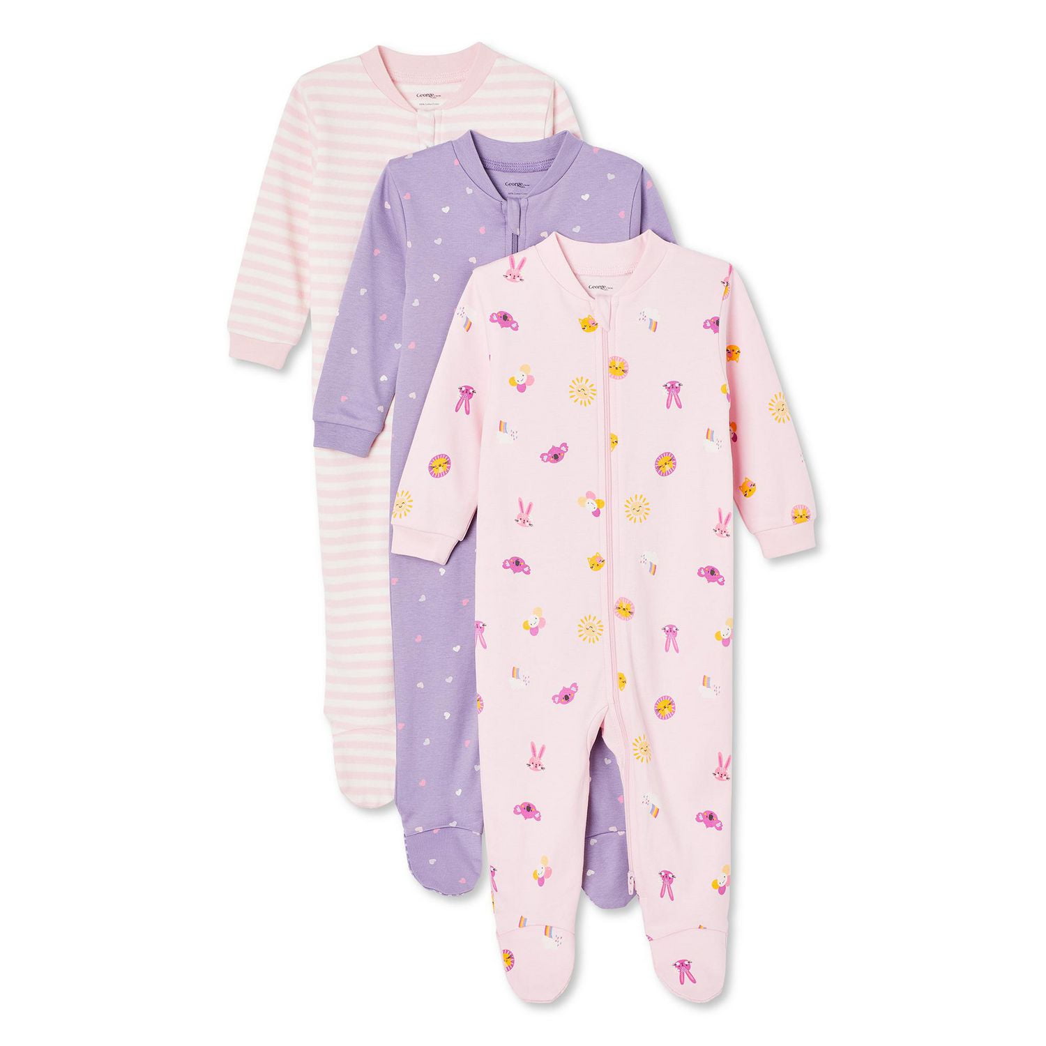 George Baby Girls' Sleeper 3-Pack - Walmart.ca