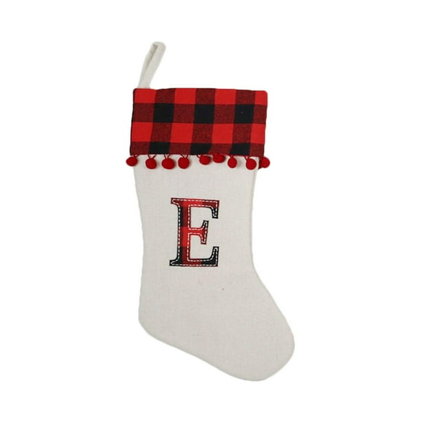 Holiday Time 19 inches Plaid Monogram Stocking with letter "E" - Walmart.ca