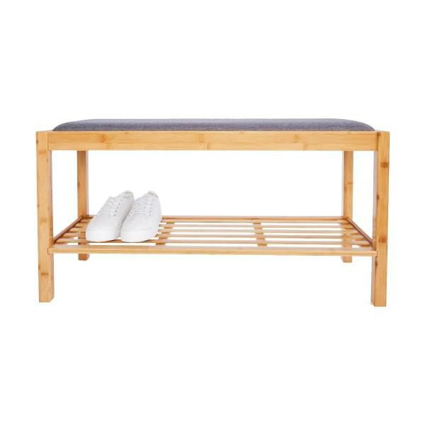 Cushioned Storage Bench with Bamboo Shoe Rack, Natural - Walmart.ca
