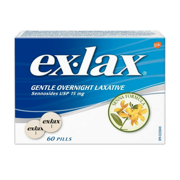 Ex-Lax Gentle Overnight Laxatives for Constipation Relief, 60 Pills, 60 ...
