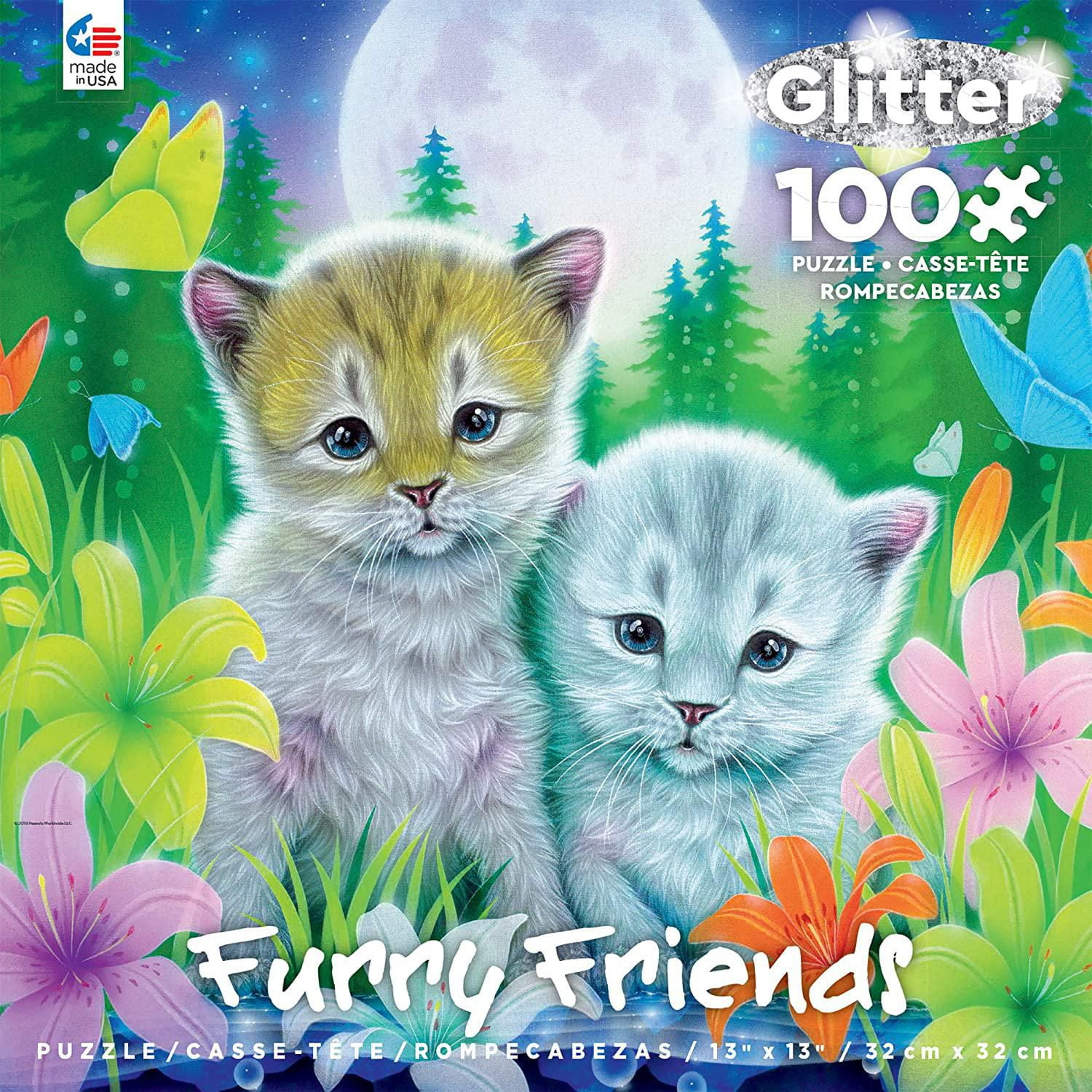 Ceaco Furry Friends Glitter 100-Piece Puzzle Cat Best Friend | Walmart ...