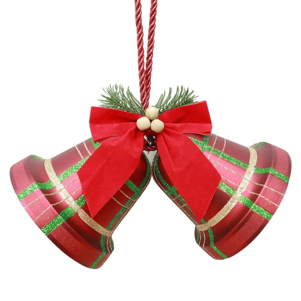 Holiday Time 150MM DIA Red Plaid Double Bell With Bow - Walmart.ca