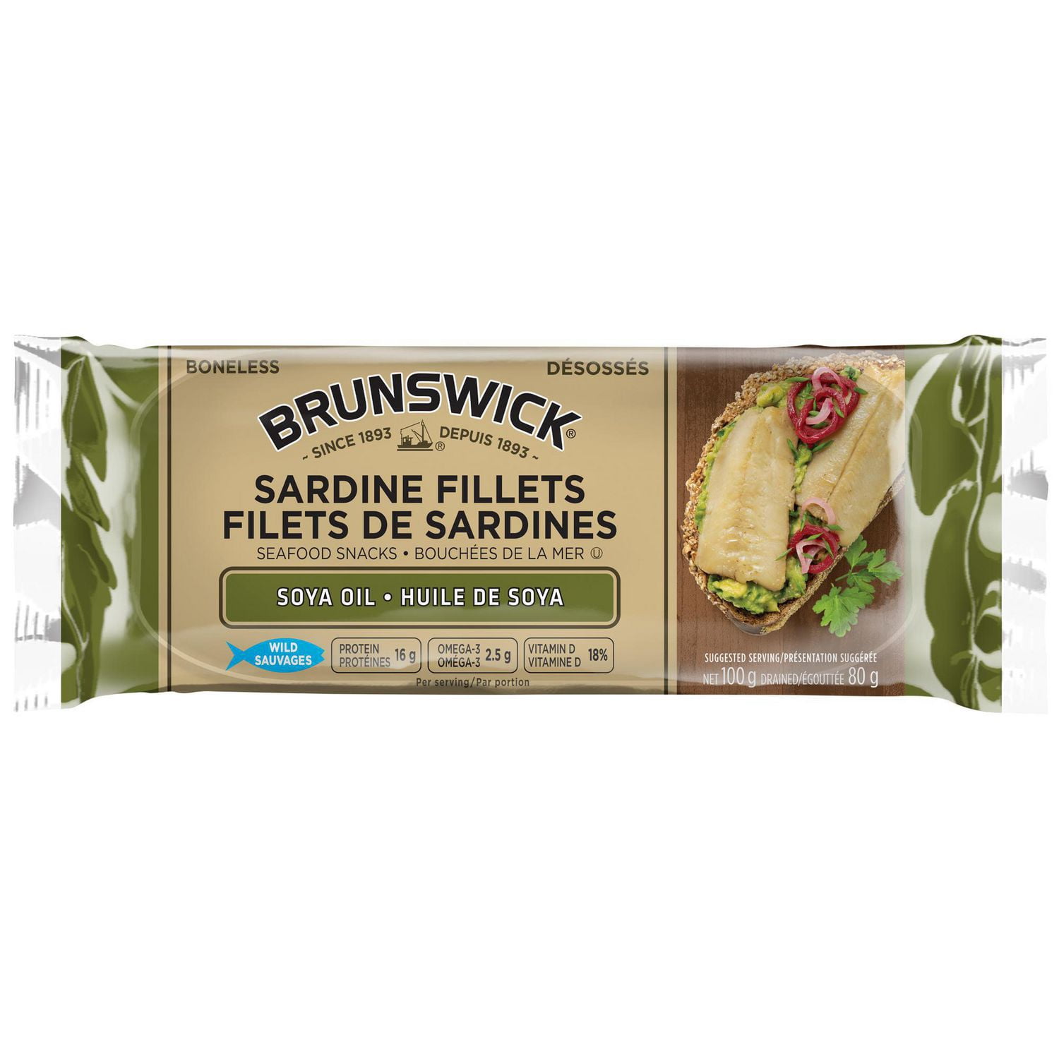 Brunswick Fillets Seafood Snacks in Soya Oil | Walmart Canada