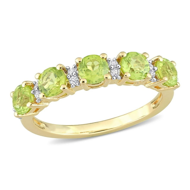 Miabella 1-3/5 Carat T.G.W. Peridot and White Sapphire Yellow Plated ...
