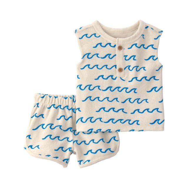 Carter's Child of Mine Baby Boy 2-Piece Short Set - Cream Waves ...
