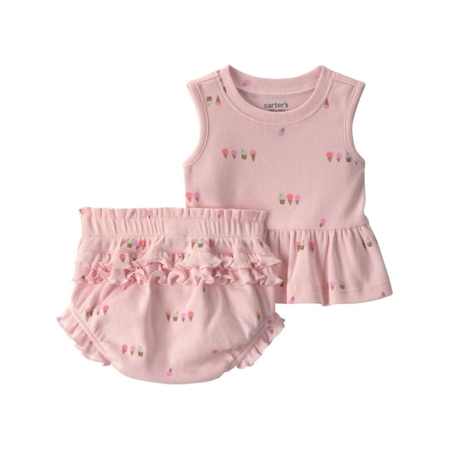 Carter's Child of Mine Baby Girl 2-Piece Short Set - Pink Ice Cream ...