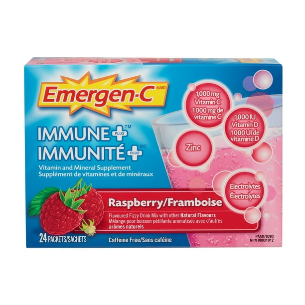Emergen-C Immune + Raspberry Vitamin C 24s, Emergen-C Immune+ Raspberry ...