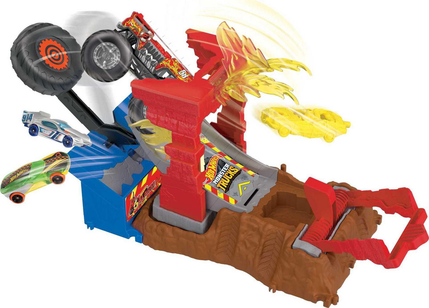 Hot Wheels Monster Trucks Arena Smashers 5 Alarm Fire Crash Challenge Playset with 1 Vehicle Walmart