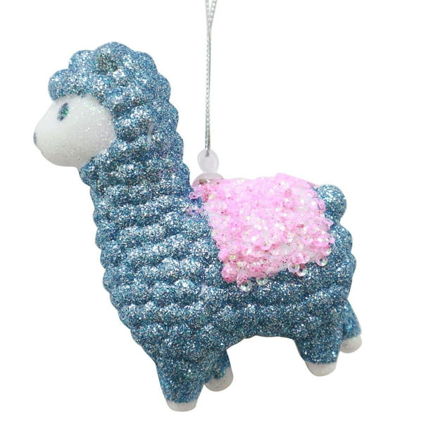 Holiday Time Blue Glitter Lama Decorative Ornament - Walmart.ca