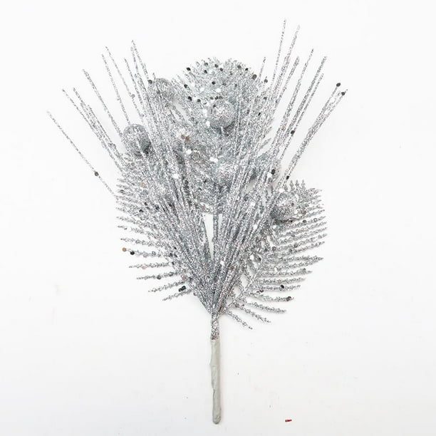 Holiday Time 9IN Silver Glitter Leaves Pick, Silver Pick - Walmart.ca