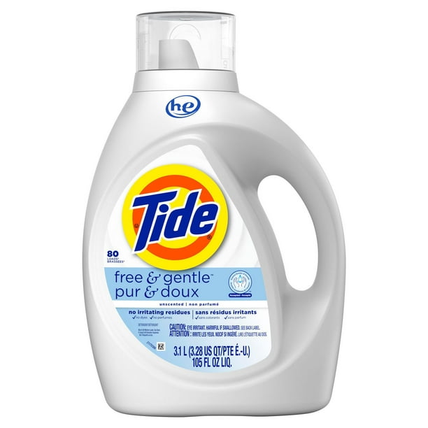 Tide Free & Gentle Liquid Laundry Detergent, HE Compatible, 3.1L ...