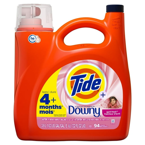 Tide Plus A Touch of Downy Liquid Laundry Detergent, April Fresh Scent ...
