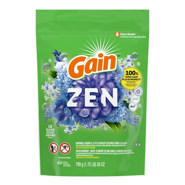 Gain Super Sized Flings Laundry Detergent Pacs, Zen, 3-in-1 Detergent ...