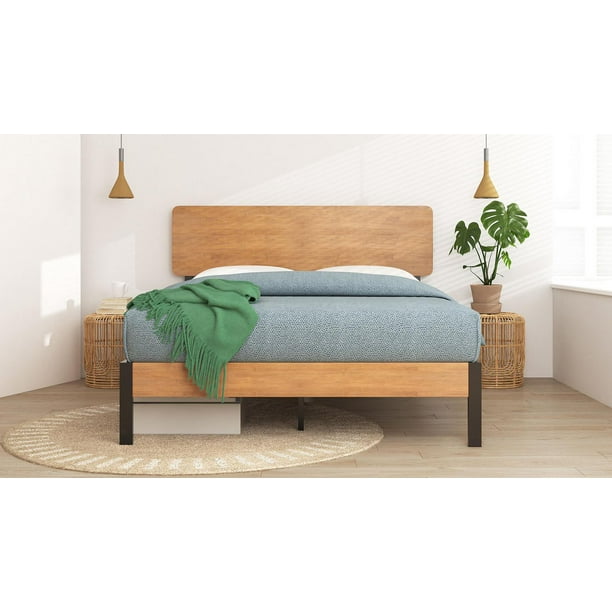 Zinus Olivia Cadre de lit plateforme en métal et bois, très grand ...