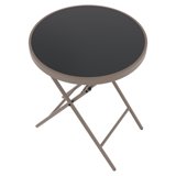 Mainstays Patio Folding Glass Table - Black, Heavy-duty steel frame ...