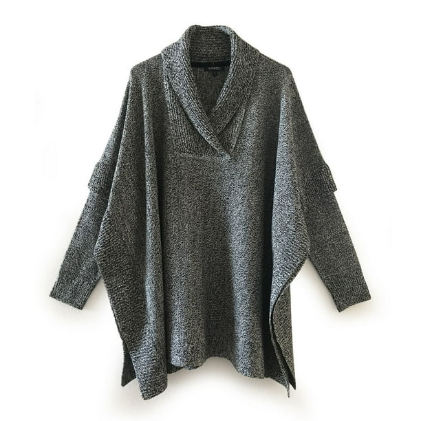 George Plus Women's plus Size Side Slit Poncho with Long Sleeves ...