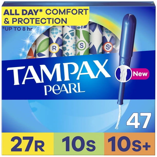 Tampax Pearl Tampons Trio Pack, with LeakGuard Braid, Regular/Super ...