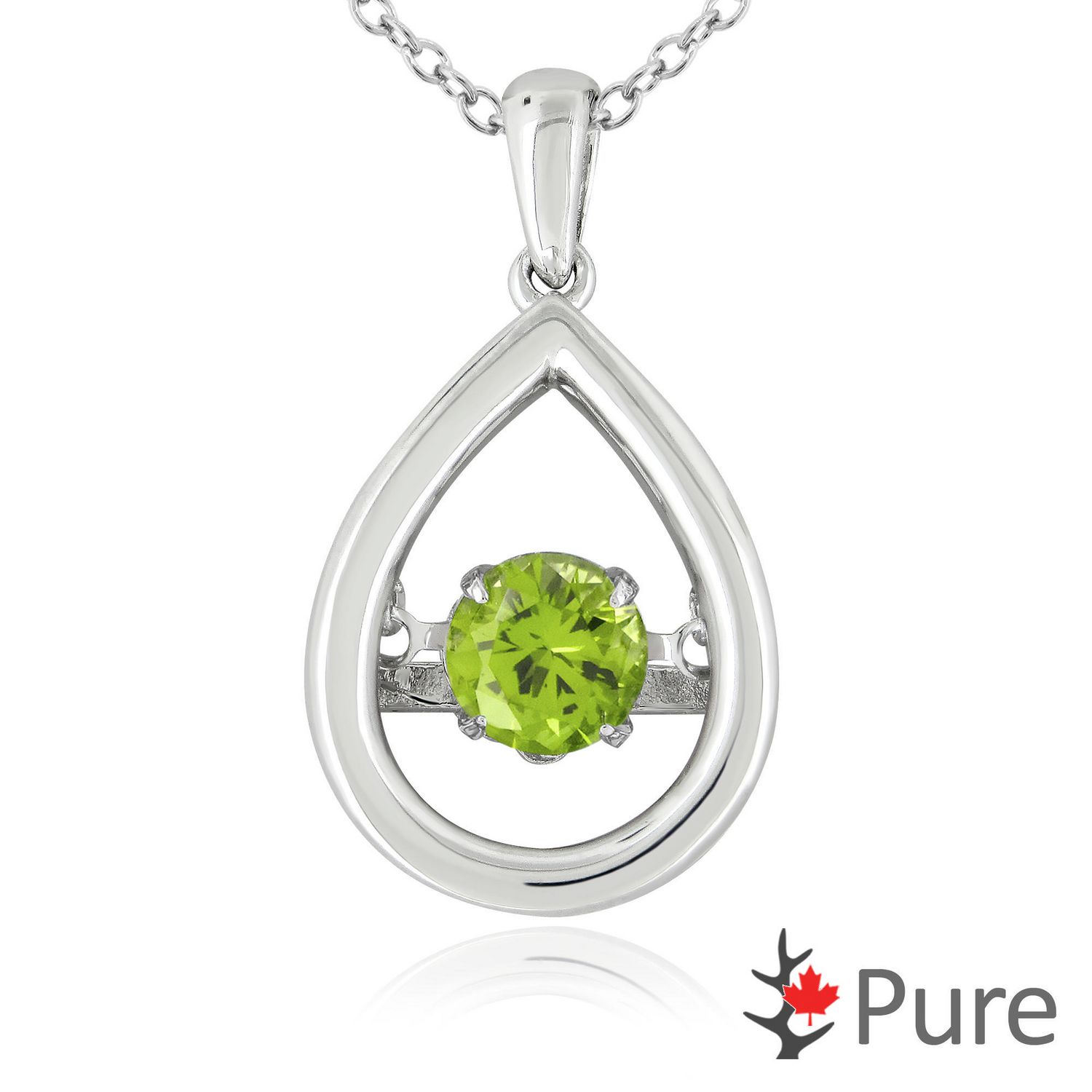 Pure Dancing 1 carat T.G.W. Peridot (5.25mm) Teardrop Necklace Set in ...