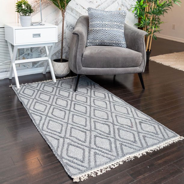 Fabstyles Gazali Wool Handmade Area Rag Rug for Living Room, Hallway ...