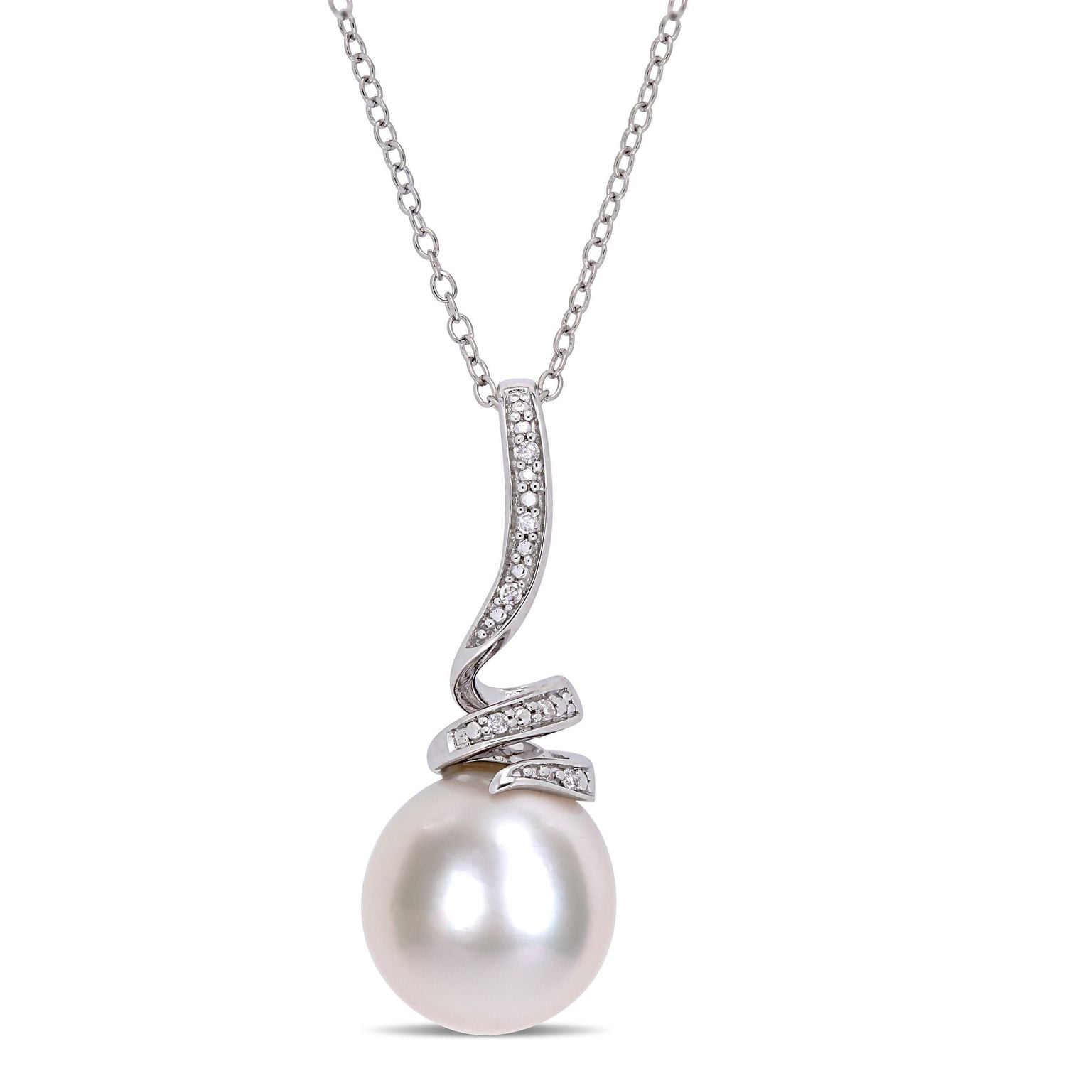 Click here for Miabella 11-12mm Cultured Freshwater Pearl And Dia... prices