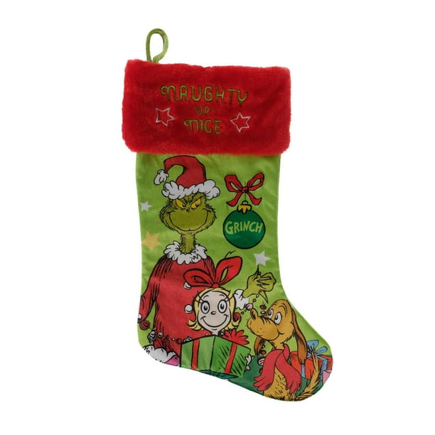 The Grinch Christmas Stocking, Grinch 20 inch Velour Christmas Stocking ...