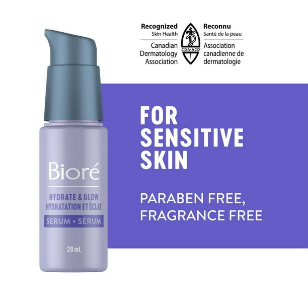 Bioré Hydrate & Glow Serum, with Coconut Water, Prebiotics & Hyaluronic ...