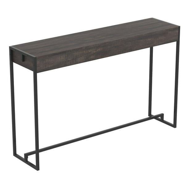 Safdie & Co. Console Table 47L Dark Brown Reclaimed Wood Black Metal ...