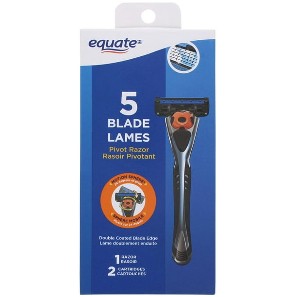 Equate 5 Blade Pivot Razor, 1 razor, 2 cartridges - Walmart.ca
