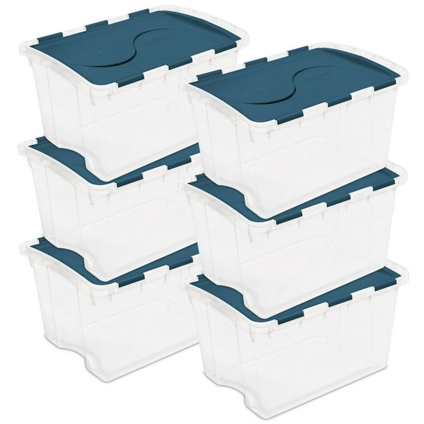 Sterilite 45L Blue Hinged Lid Storage Box - 6PK - Walmart.ca