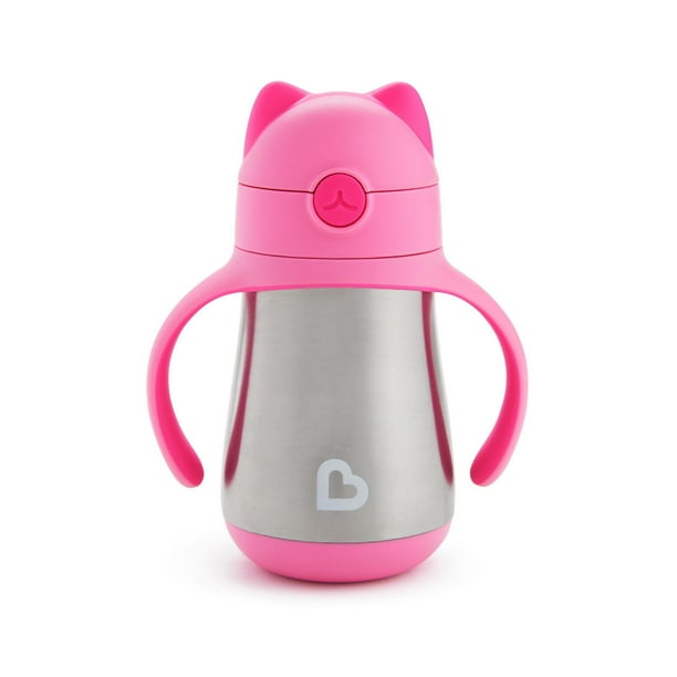 Munchkin Cool Cat™ Stainless Steel Straw Cup, 8oz, Pink - Walmart.ca