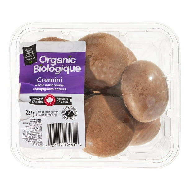 Organic Cremini Whole Mushrooms, Your Fresh Market, 227 g Tray - Walmart.ca