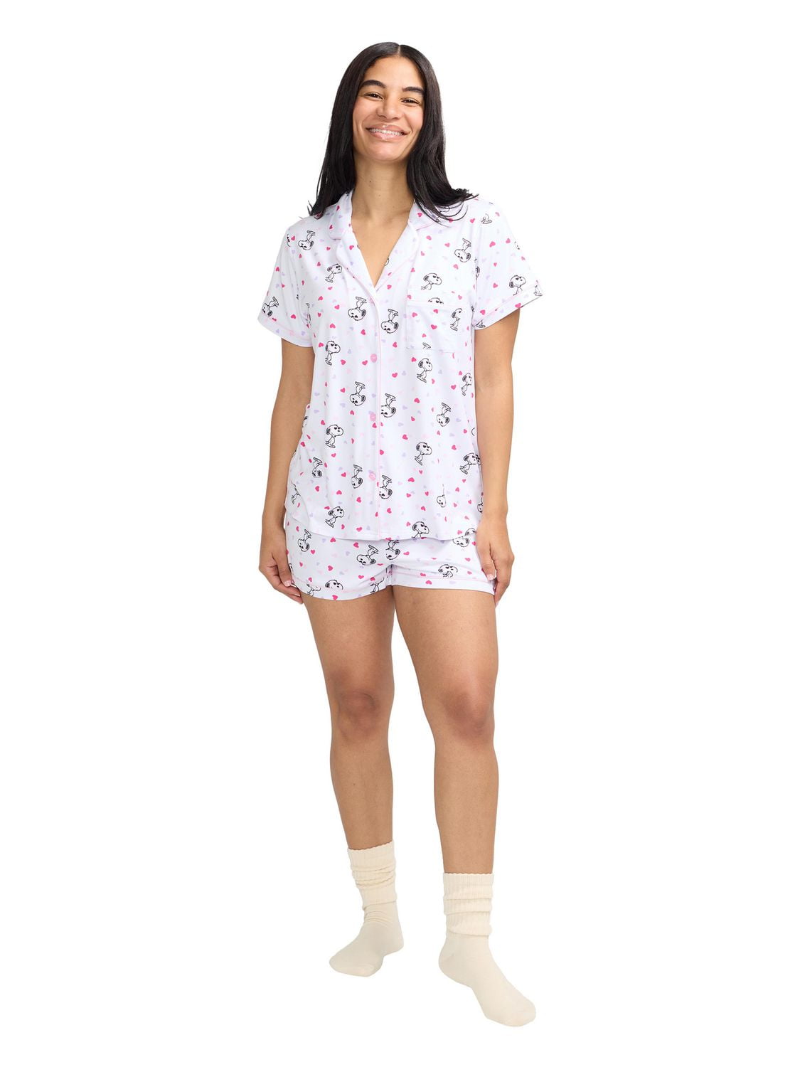 Click here for Peanuts Ladies Notch Collar & Short Pajama Set - O... prices
