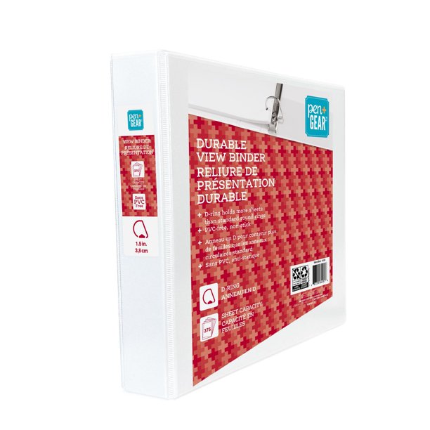 PEN+GEAR DURABLE VIEW 1.5`` BINDER WHITE - Walmart.ca