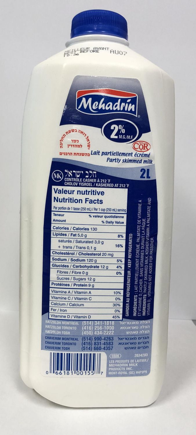 Mehadrin 2% 2LT milk | Walmart Canada