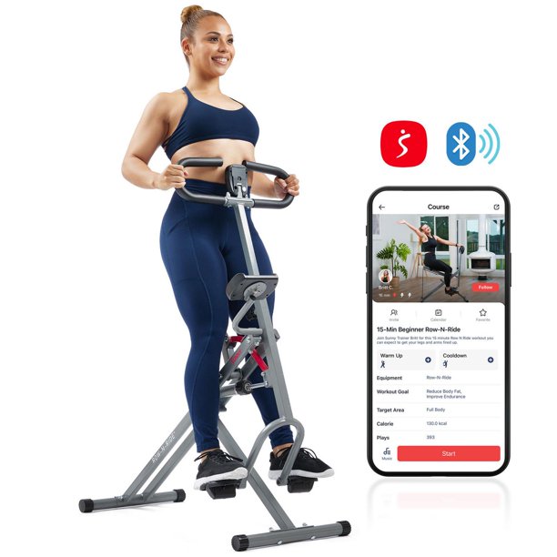 Sunny Health & Fitness Row-N-Ride Pro-Smart Squat Assist Trainer Full ...