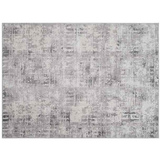hometrends Grey Crosshatched Synthetic Area Rug, 5'3" x 7', durable ...