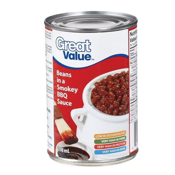 Great Value Beans in Smokey BBQ Sauce, 398 mL - Walmart.ca