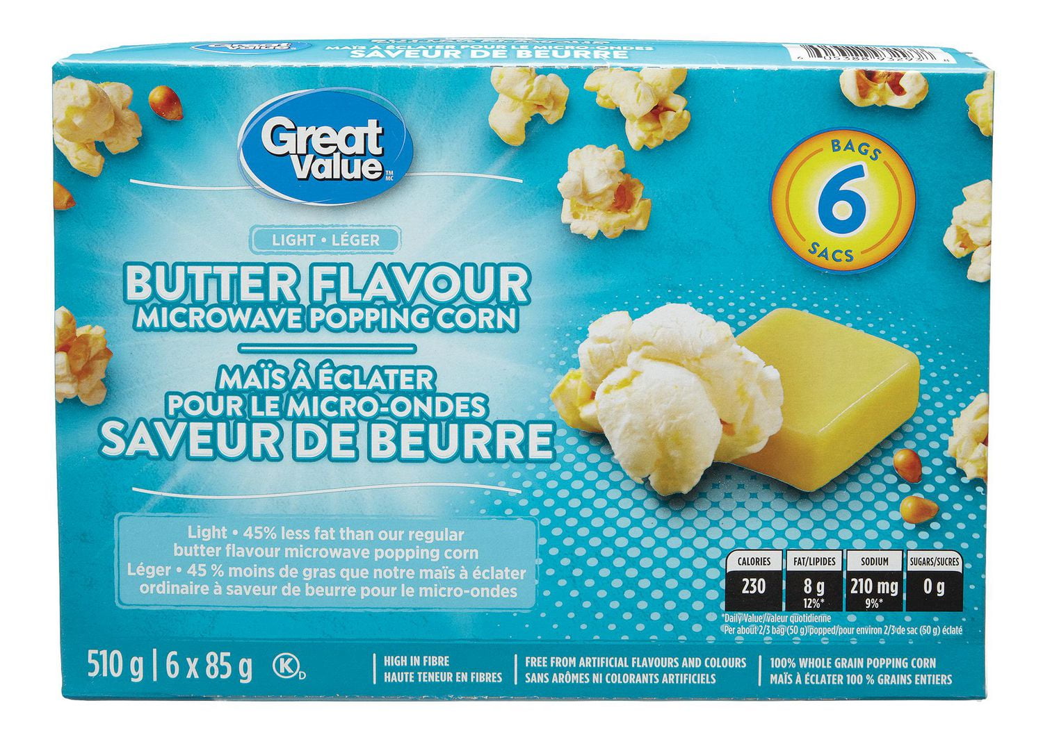 Great Value Light 50% Less Fat Butter Flavor Popcorn | Walmart Canada