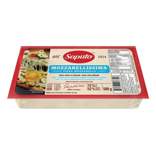 Saputo Light Mozzarellissima Pizza Mozzarella Cheese, 500 g - Walmart.ca