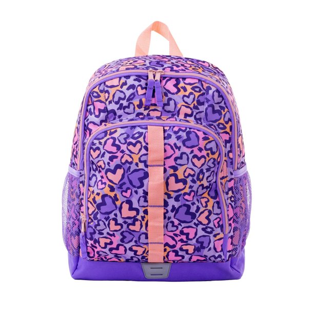 Jetstream Front Pocket Backpack, Purple Heart Pattern, Multi Pocket ...