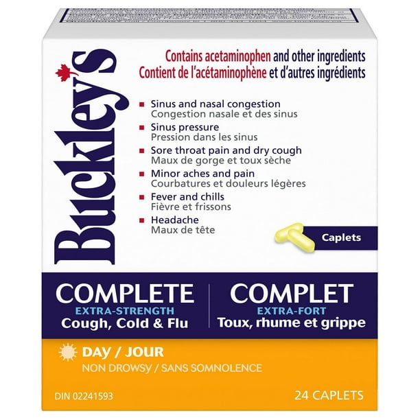 BUCKLEY'S Complete Extra Strength Cough, Cold & Flu Day, 24 Caplets ...
