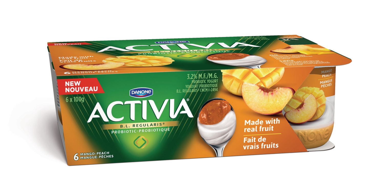 DANONE Activia® Fruit on The Bottom Strawberry-Raspberry Probiotic Yogurt, 6x100g | Walmart Canada