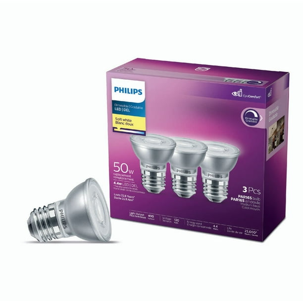 Philips LED PAR16 E26 50W Equivalent Energy Saving Light Bulb, Dimmable ...