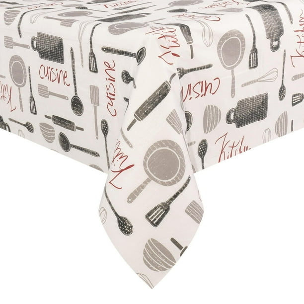 Mainstays PEVA tablecloth, 100% polyester, non-woven flannel backing ...